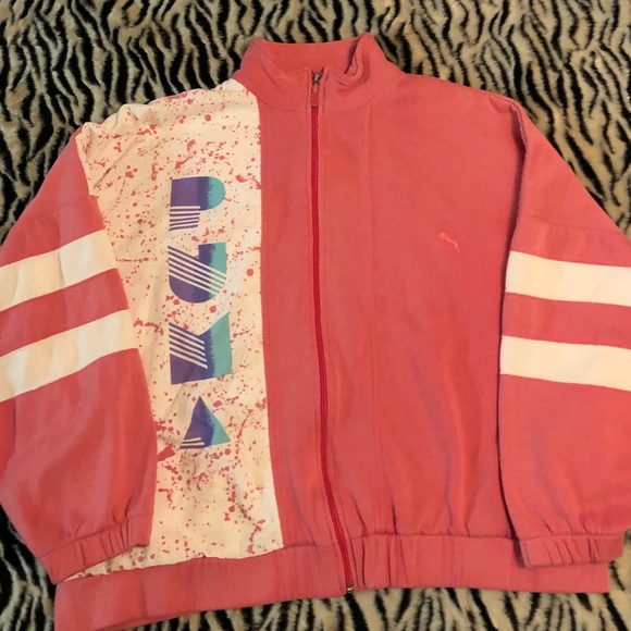Puma | Jackets & Coats | Vintage Pink Puma Fleece Track Jacket | Poshmark
